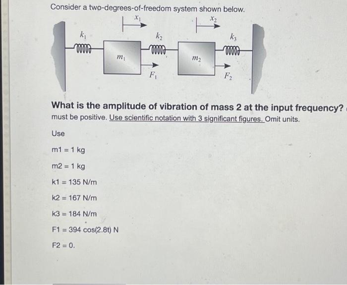 Solved Consider a two-degrees-of-freedom system shown below. | Chegg.com