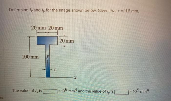 Solved Determine Ix and ly for the image shown below. Given | Chegg.com