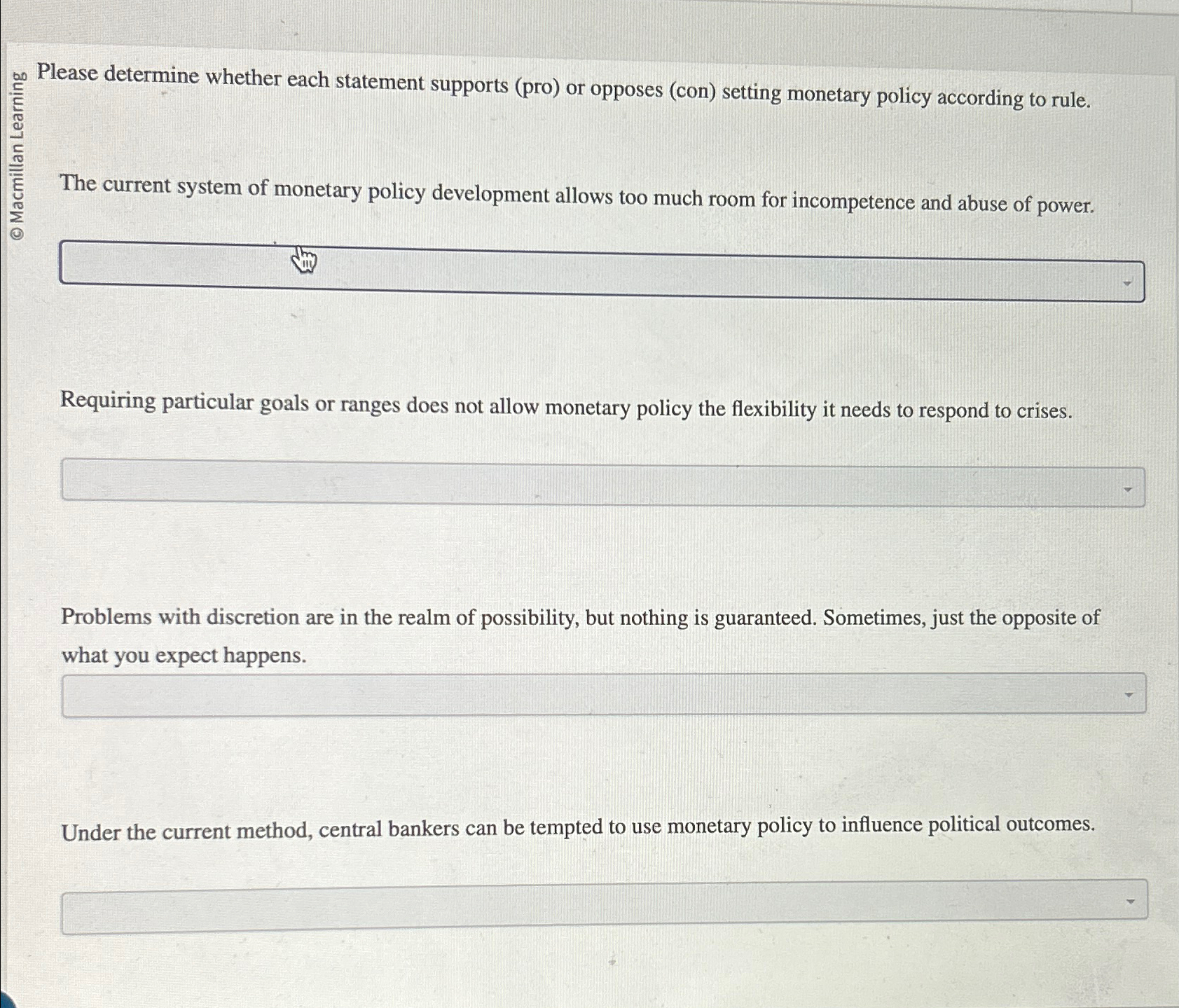 Solved Please determine whether each statement supports | Chegg.com