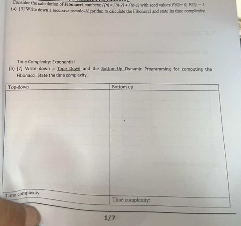 Solved Consider the calculation of Fibonacci numbers: | Chegg.com