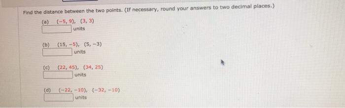 Solved Find the distance between the two points. (If | Chegg.com