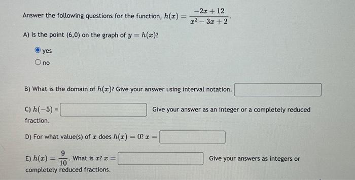 Solved Answer the following questions for the function, h(x) | Chegg.com