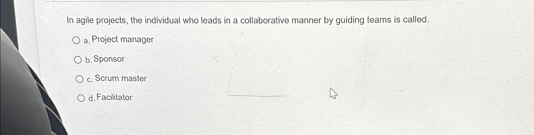 Solved In agile projects, the individual who leads in a | Chegg.com