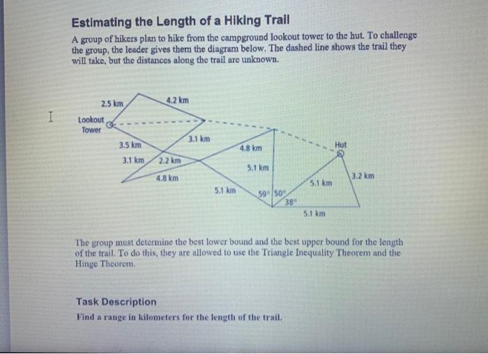 Solved Estimating the Length of a Hiking Trail A group of | Chegg.com