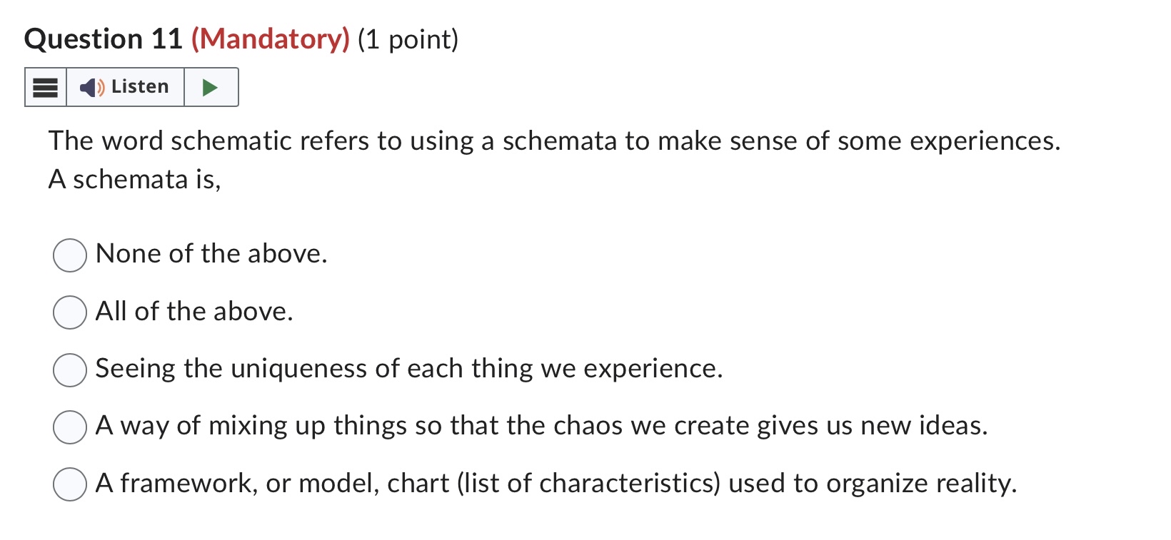 Solved Question 11 (Mandatory) (1 ﻿point)The word schematic | Chegg.com