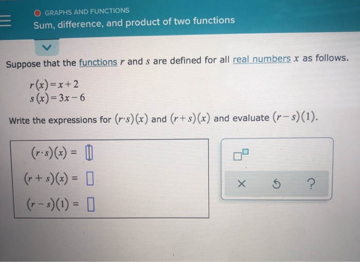 Solved GRAPHS AND FUNCTIONS Sum, difference, and product of | Chegg.com