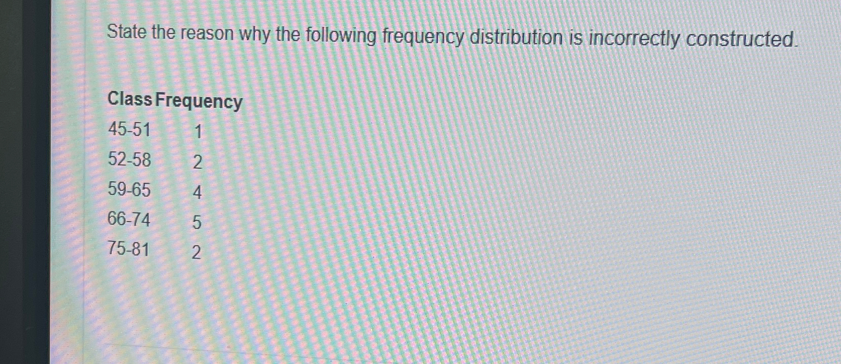 Solved State the reason why the following frequency | Chegg.com