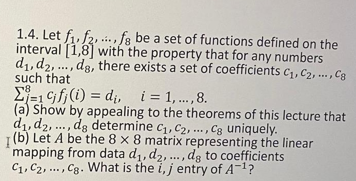 Solved 1.4. ﻿Let f1,f2,dots,f8 ﻿be a set of functions | Chegg.com