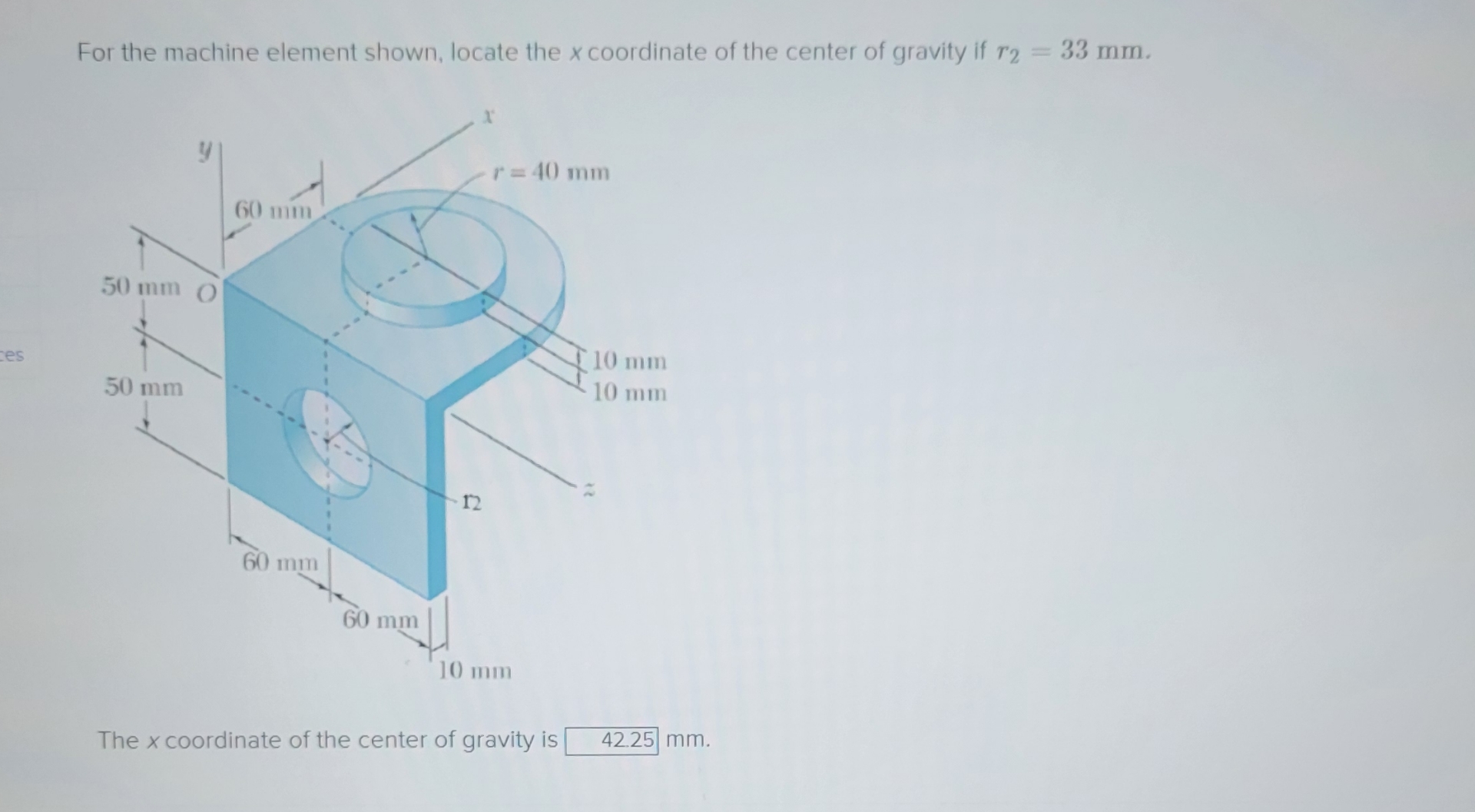 Solved For the machine element shown, locate the x | Chegg.com