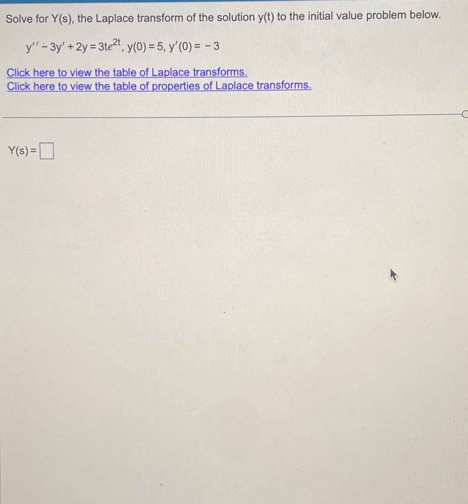 Solved Solve for Y(s), ﻿the Laplace transform of the | Chegg.com