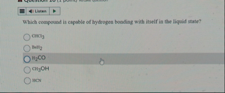 Solved Which compound is capable of hydrogen bonding with | Chegg.com