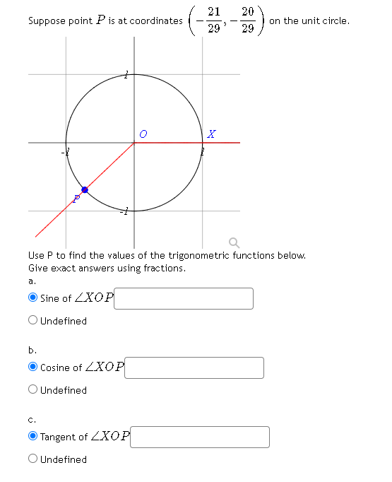 Solved A point P(x,y) ﻿is shown on the unit circle | Chegg.com