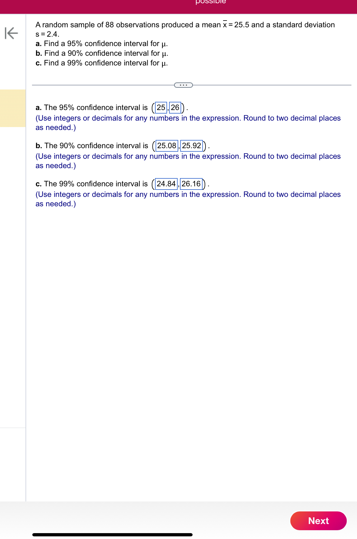 Solved posstivieA random sample of 88 ﻿observations produced | Chegg.com