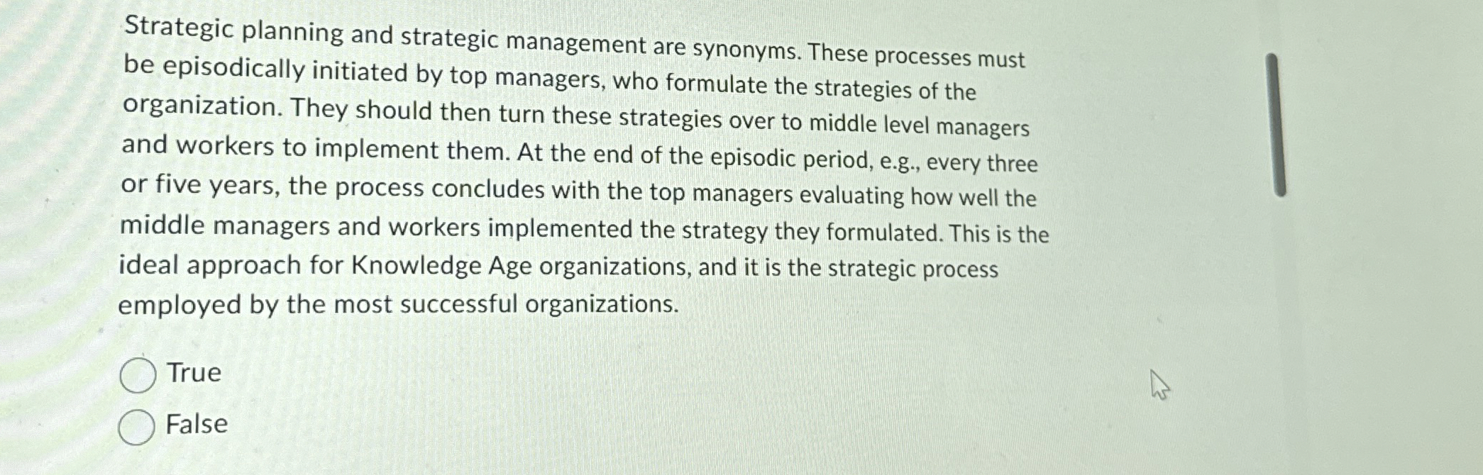 Solved Strategic planning and strategic management are | Chegg.com