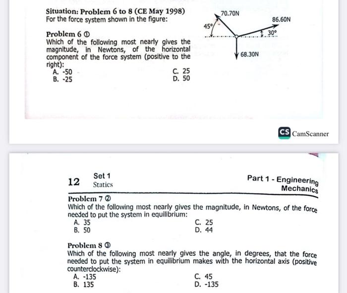 Solved For the force system shown in the figure: Problem 6 | Chegg.com