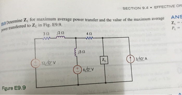 Solved 89.9 Determine Z for maximum average power transfer | Chegg.com