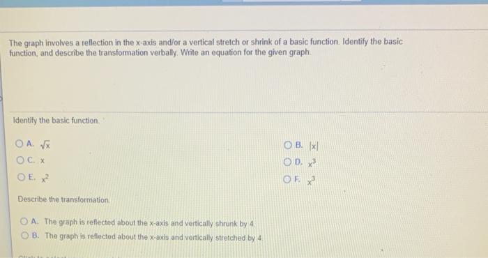 Solved The graph involves a reflection in the x-axis and/or | Chegg.com