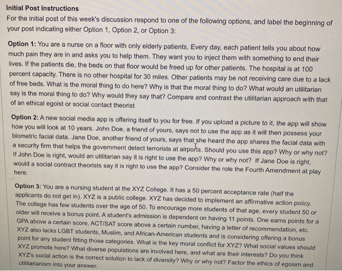 Solved Initial Post Instructions For the initial post of | Chegg.com