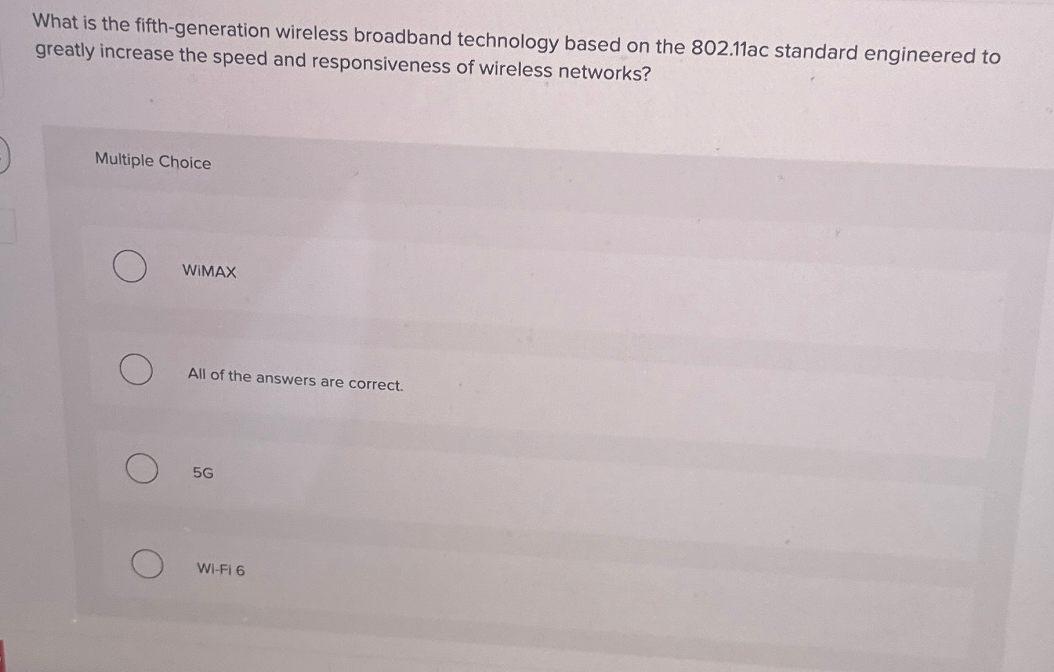 Solved What is the fifth-generation wireless broadband | Chegg.com