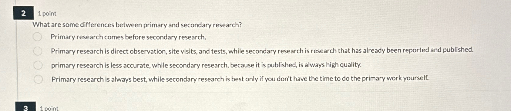 Solved 21 ﻿pointWhat are some differences between primary | Chegg.com