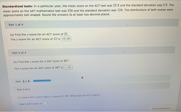 Solved Standardized tests: In a particular year, the mean | Chegg.com