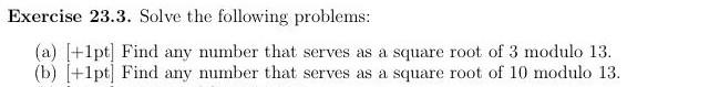 Solved Exercise 23.3. Solve the following problems: (a) | Chegg.com
