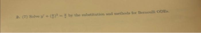 Solved 2 7 Solve Y2 Zz 2 Az By The Substitution And