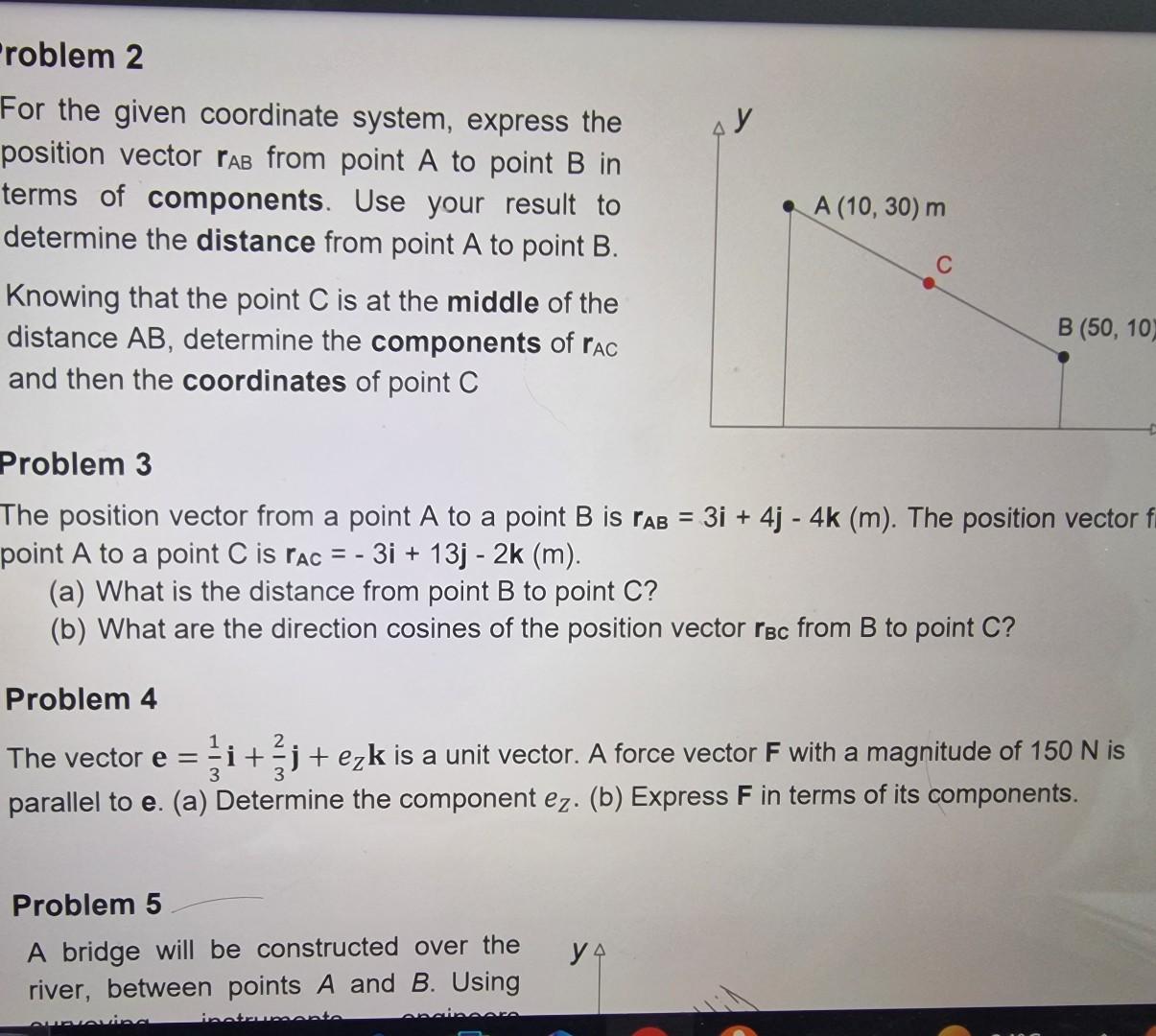 Solved For the given coordinate system, express the position | Chegg.com