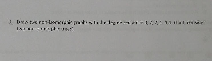 Solved by an EXPERT B. ﻿Draw two non-isomorphic graphs with the degree | Chegg.com