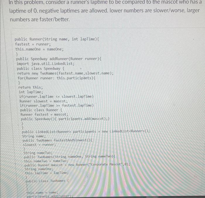 Solved In this problem, consider a runner's laptime to be | Chegg.com