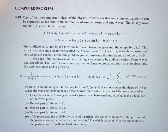 Solved COMPUTER PROBLEM 5.18 One of the most important ideas | Chegg.com