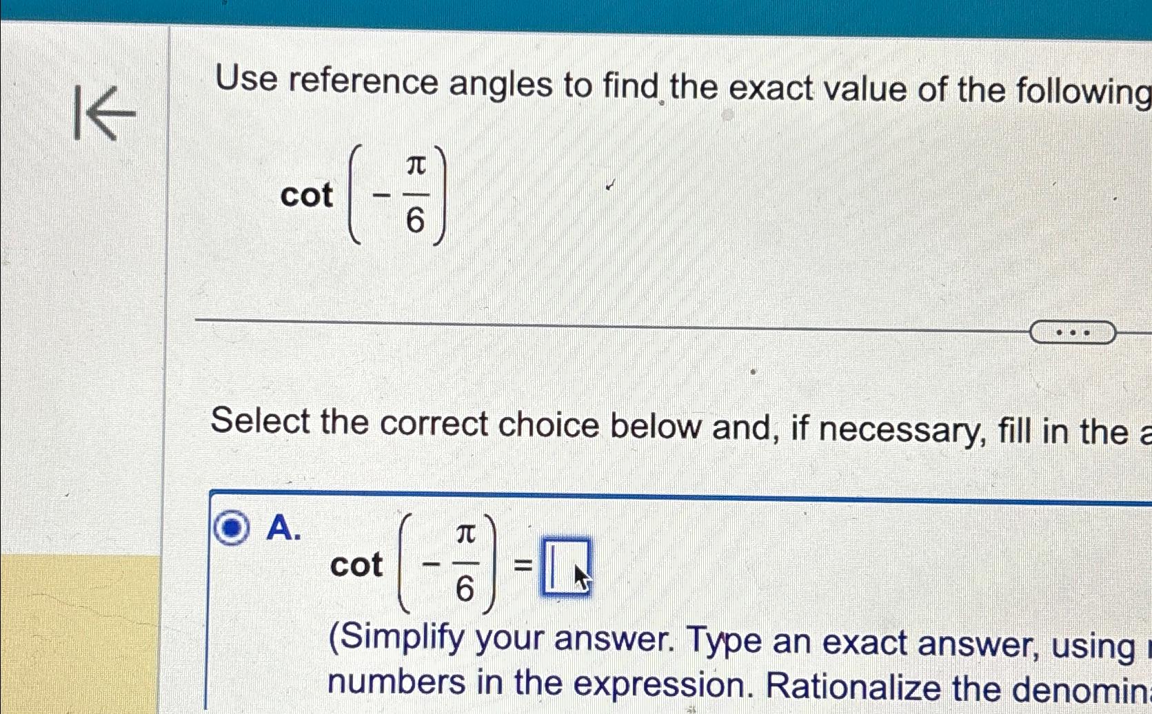Solved Use reference angles to find the exact value of the | Chegg.com