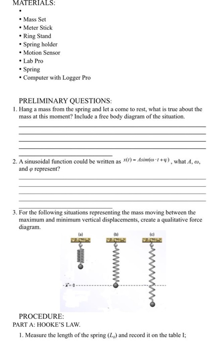 Solved "Simple Harmonic Motion: Mass on a Spring." Lots of | Chegg.com