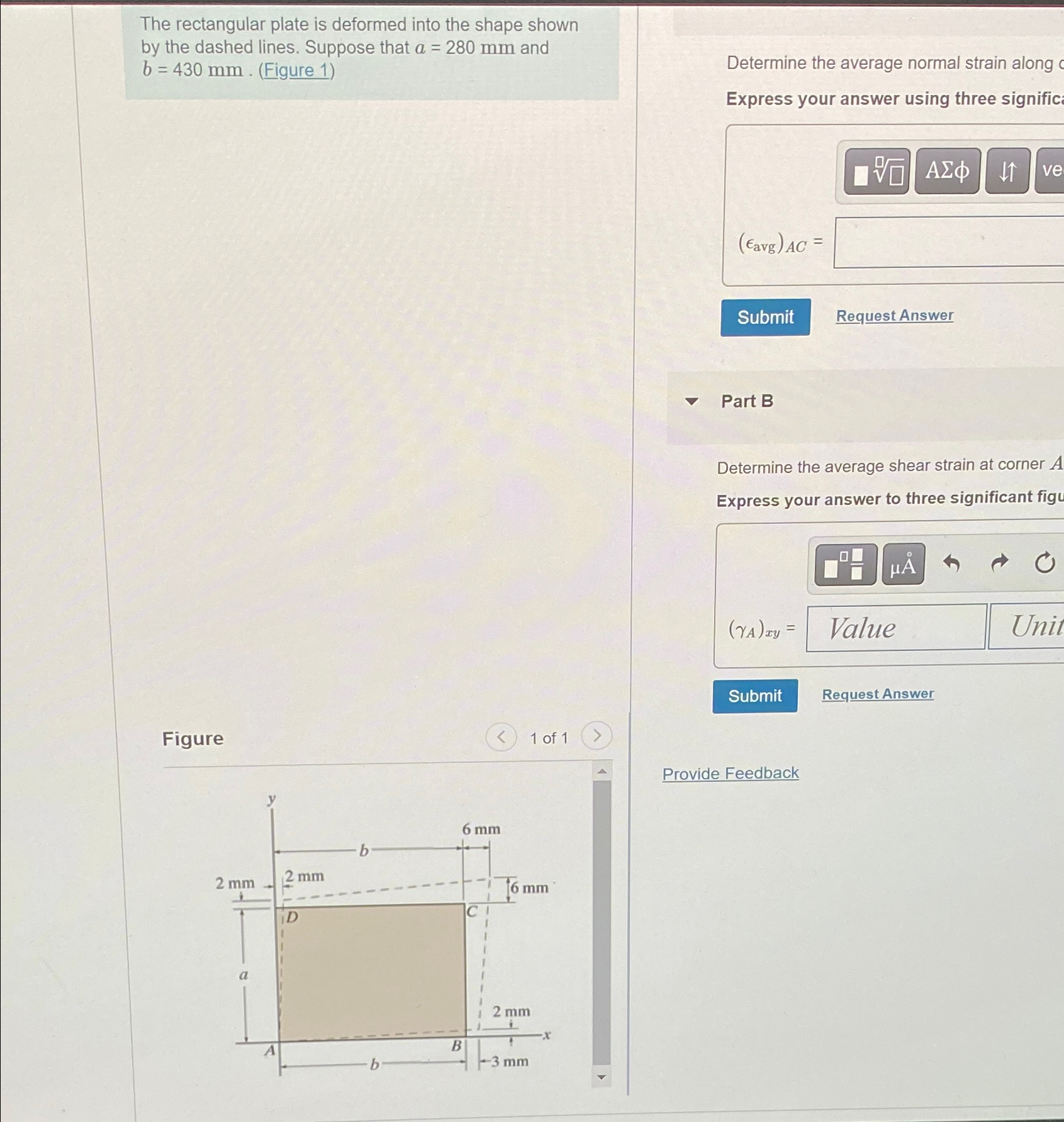 The rectangular plate is deformed into the shape | Chegg.com
