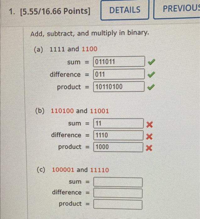 Solved Add Subtract And Multiply In Binary A 1111 And 