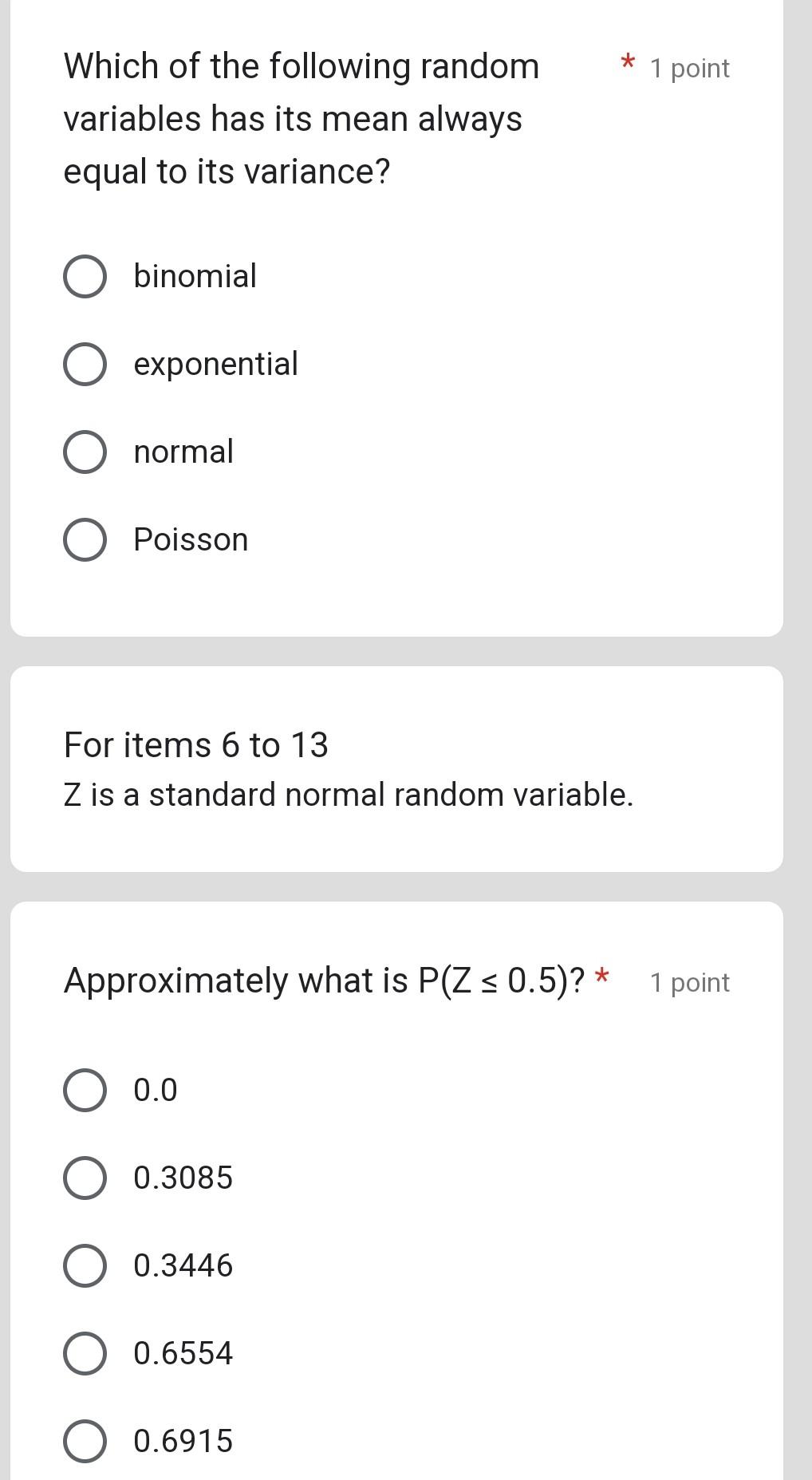 Solved Approximately what is P(Z≤−0.6) ? * 1 point 0.2743 | Chegg.com