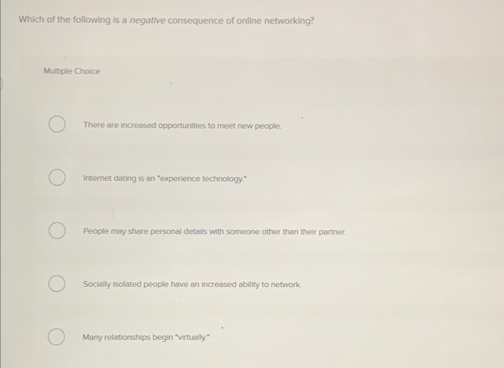 Solved Which of the following is a negative consequence of | Chegg.com