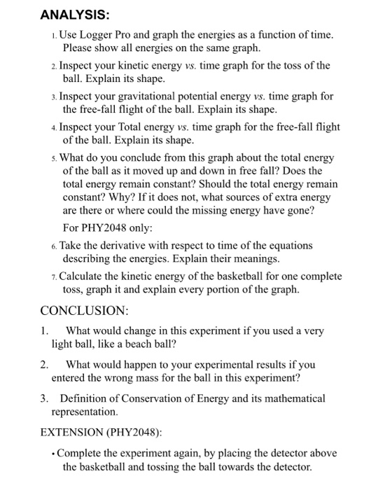 Solved Energy of a Tossed Ball In this experiment, we will | Chegg.com