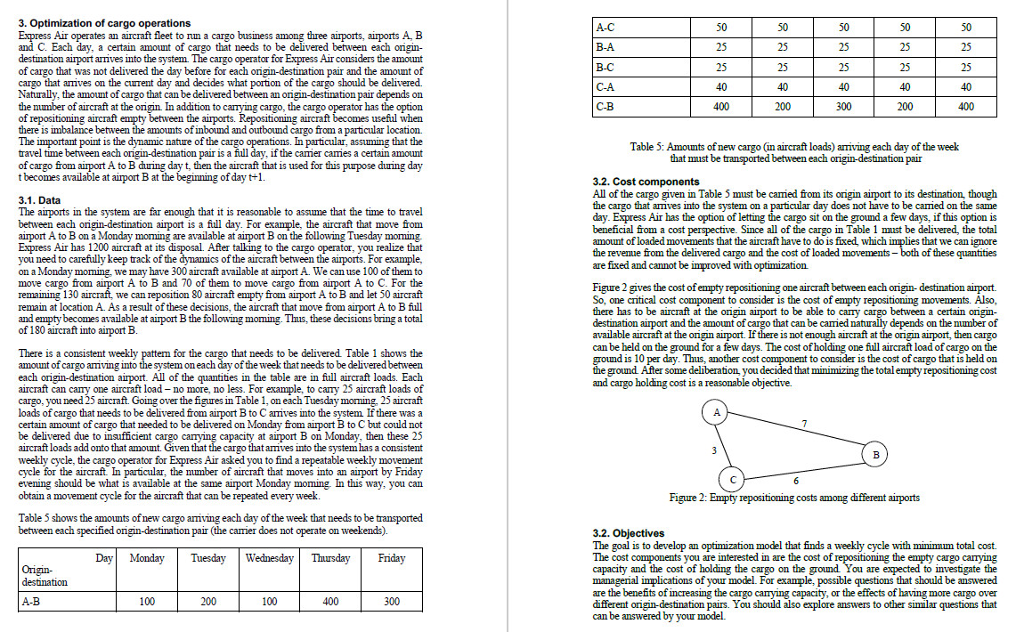 Solved Optimization Of Cargo Operationsexpress Air Operates Chegg