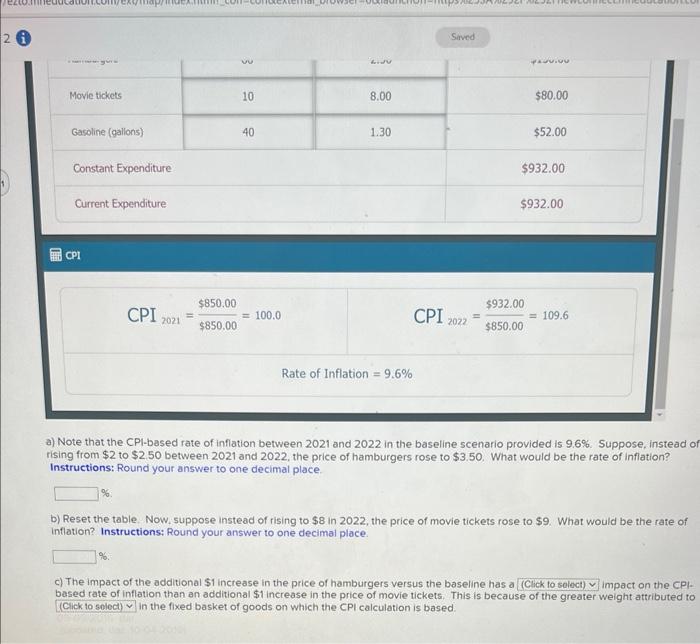 Solved a) Note that the CPl-based rate of inflation between | Chegg.com