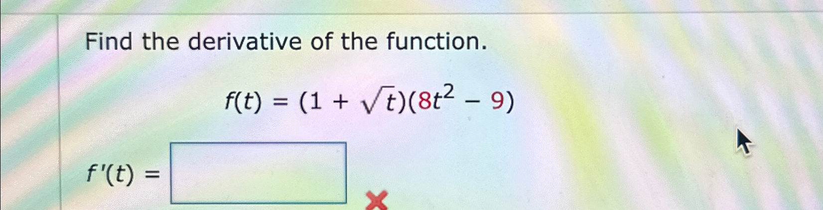 Solved Find the derivative of the | Chegg.com