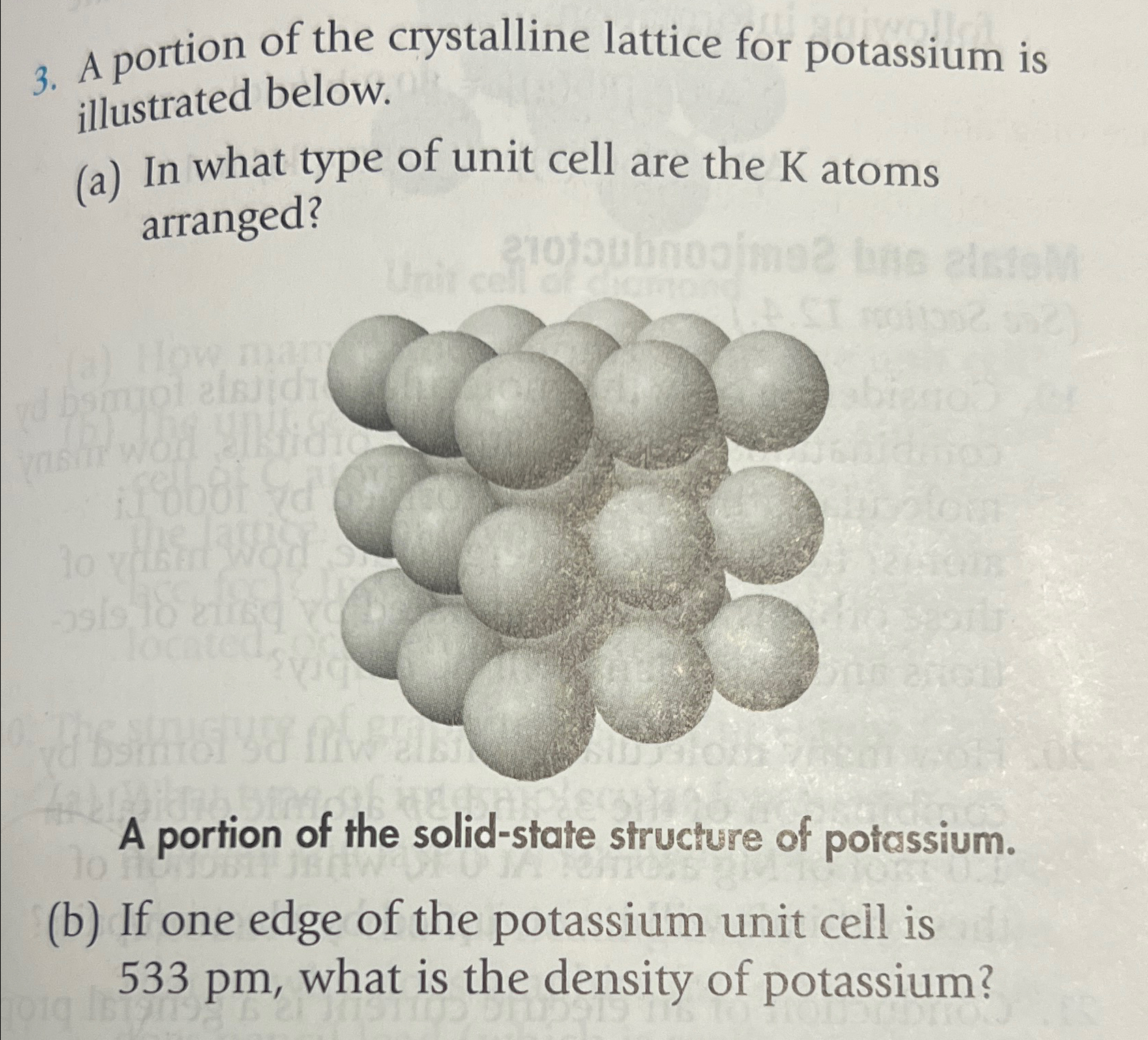 Solved A portion of the crystalline lattice for potassium is | Chegg.com