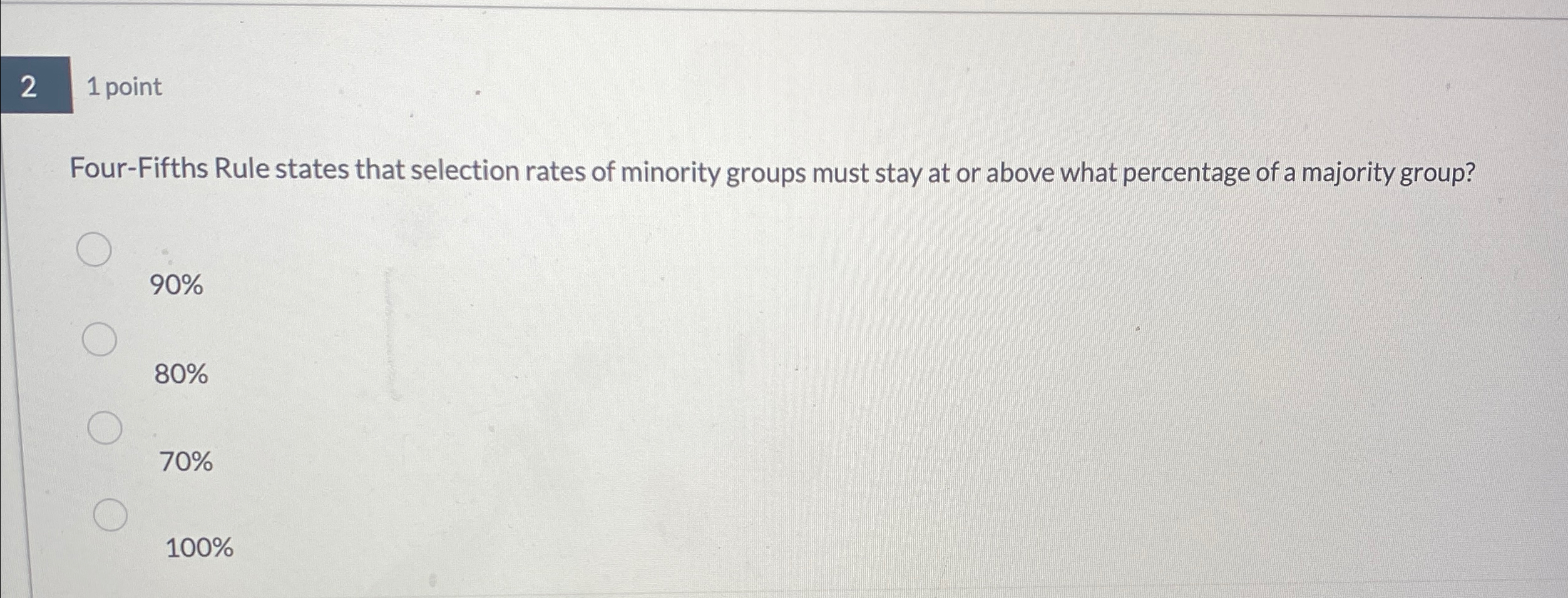 Solved 21 ﻿pointFour-Fifths Rule states that selection rates | Chegg.com