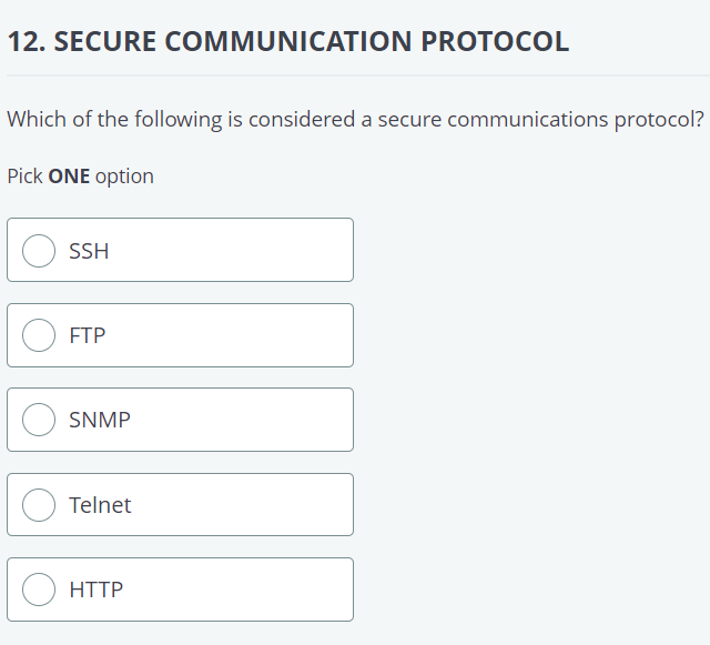 Solved SECURE COMMUNICATION PROTOCOLWhich of the following | Chegg.com