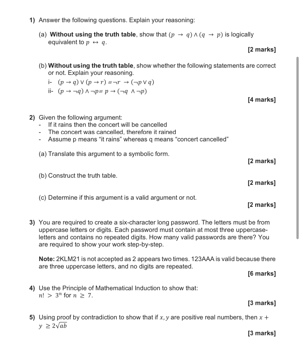 Solved Answer the following questions. Explain your | Chegg.com