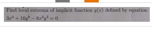 Solved Find local extrema of implicit function y(x) ﻿defined | Chegg.com