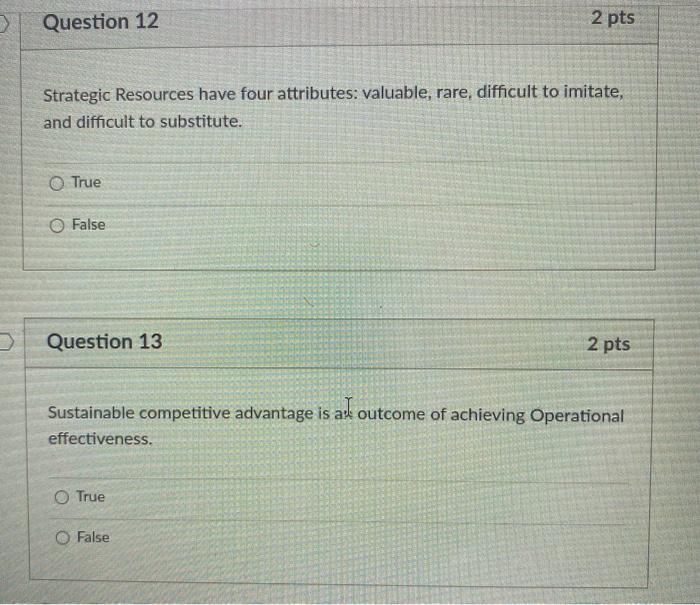 Solved Strategic Resources have four attributes: valuable, | Chegg.com