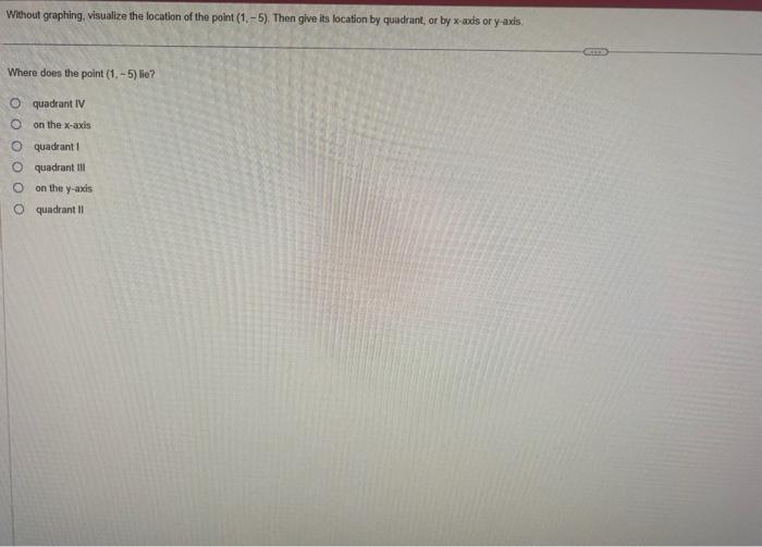 Solved Without graphing, visualize the location of the point | Chegg.com