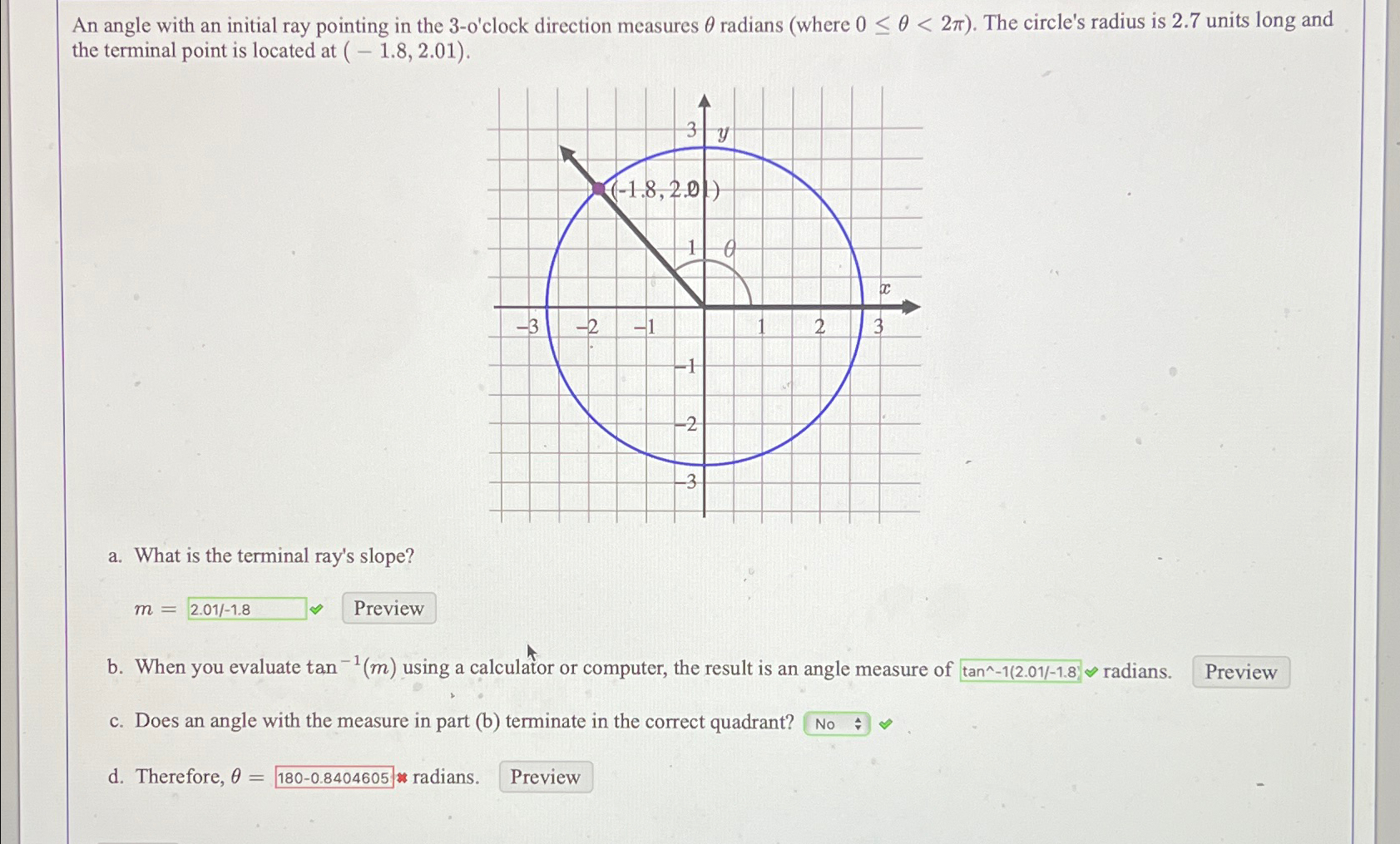Solved An angle with an initial ray pointing in the | Chegg.com