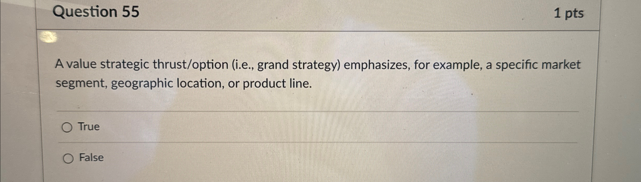 Solved Question 551 ﻿ptsA value strategic thrust/option | Chegg.com